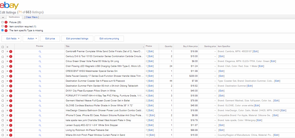How to check for item level errors on eBay directly