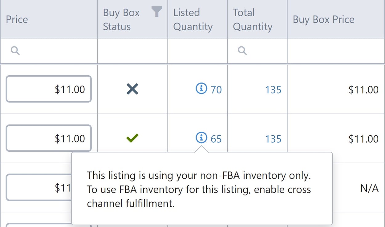 What is the difference between the "Listed Quantity" and the "Total ...
